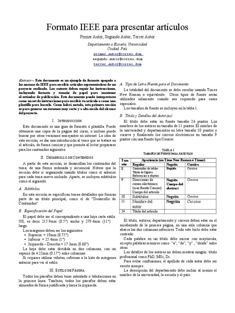 Formato Articulos IEEE | Impresión | Texto