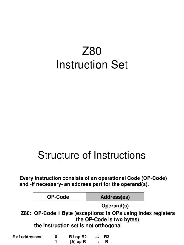 Z80-IS | Instruction Set | Computer Engineering