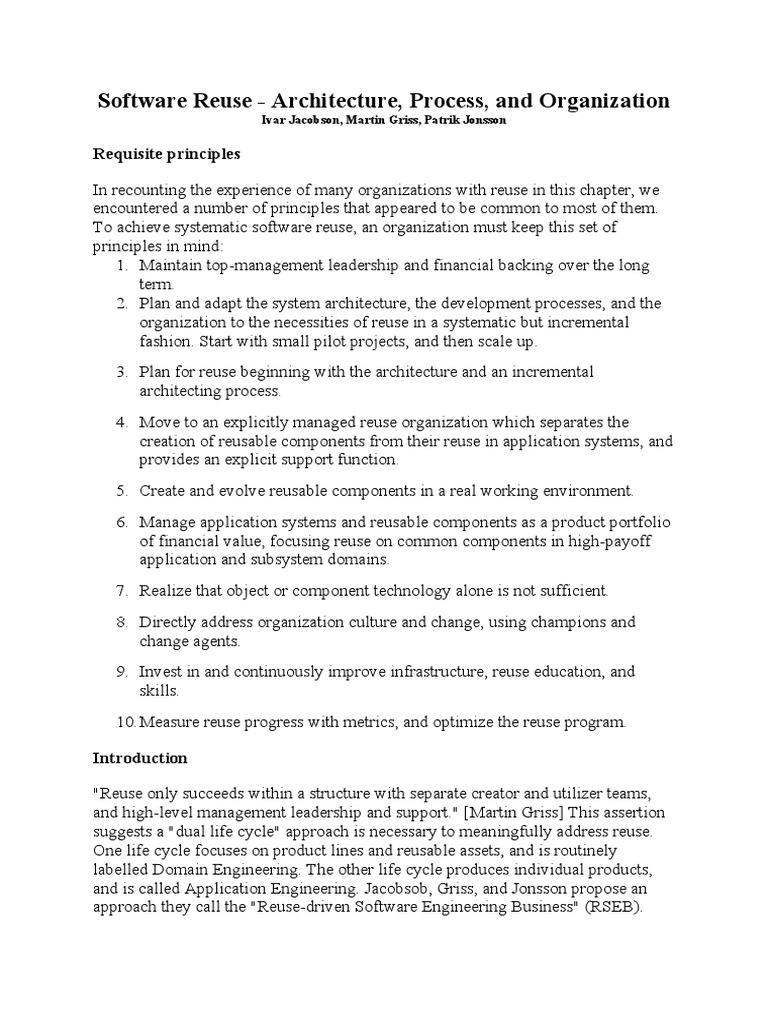 Software Reuse | Download Free PDF | Component Based Software Engineering | Use Case