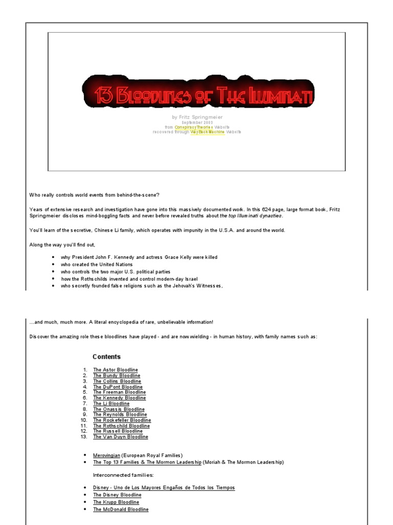 13 Bloodlines of The Illuminati | PDF | Social Science | History