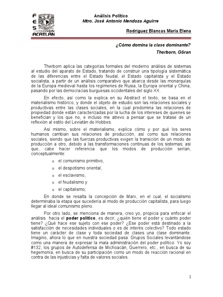 Control 1. Cómo Domina La Clase Dominante. | PDF | Estado (política ...