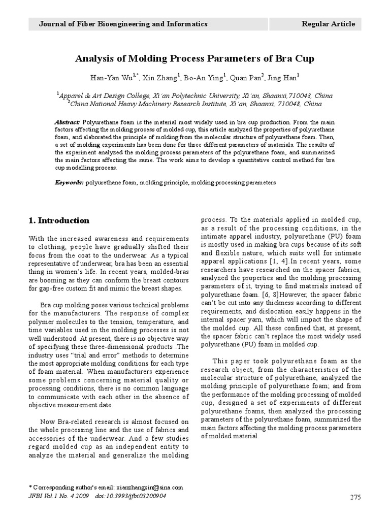 Analysis of Molding Process Parameters of Bra Cup PDF | PDF ...