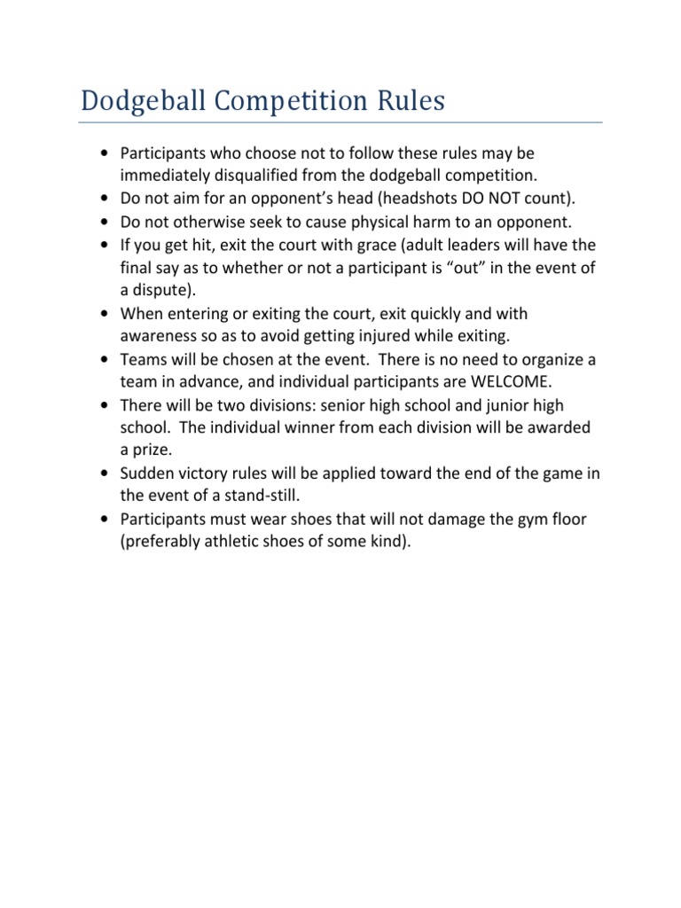Dodgeball Competition Rules | PDF