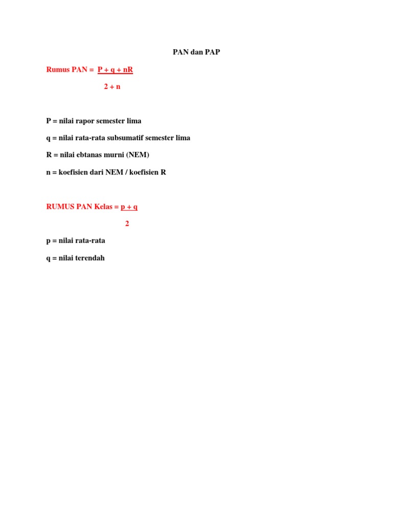 Rumus PAN Dan PAP | PDF