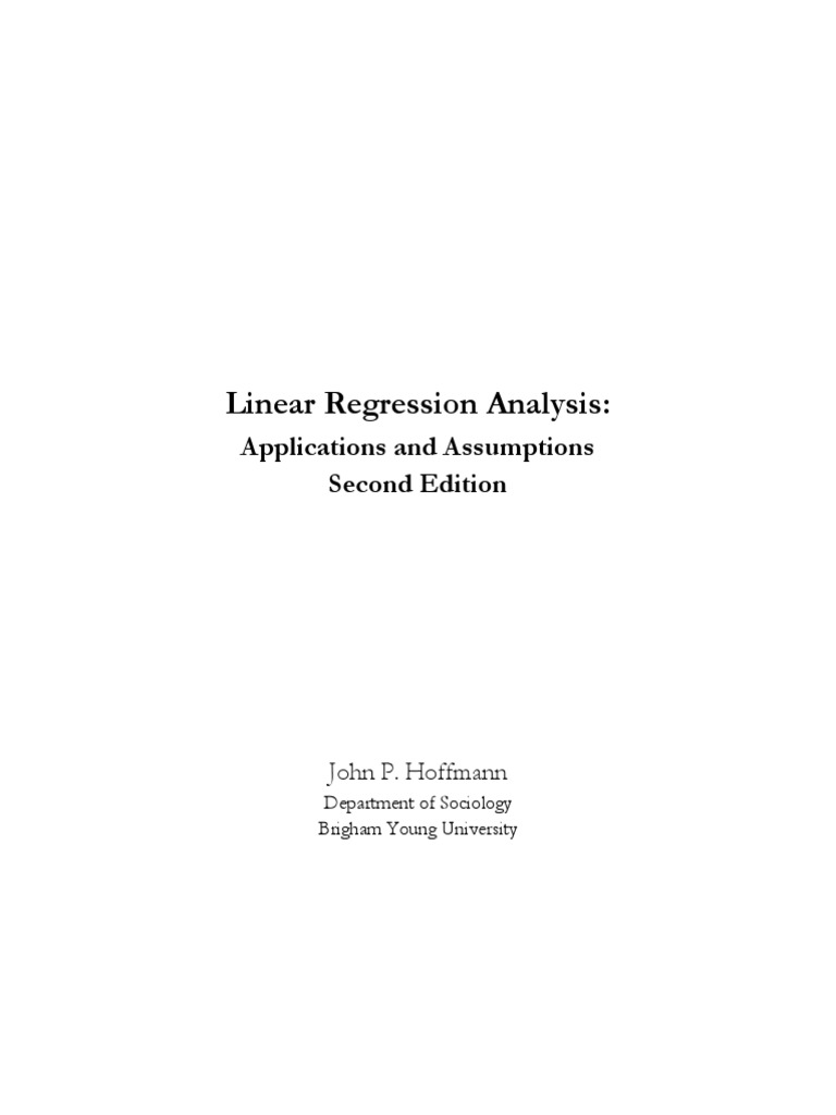 Hoffmann - Linear Regression Analysis - Second Edition | PDF | Correlation And Dependence ...