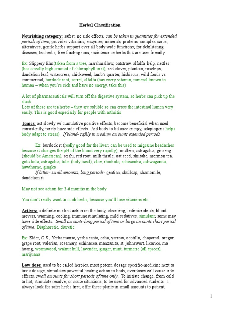 Herb Classification | PDF | Botany | Medicinal Herbs And Fungi