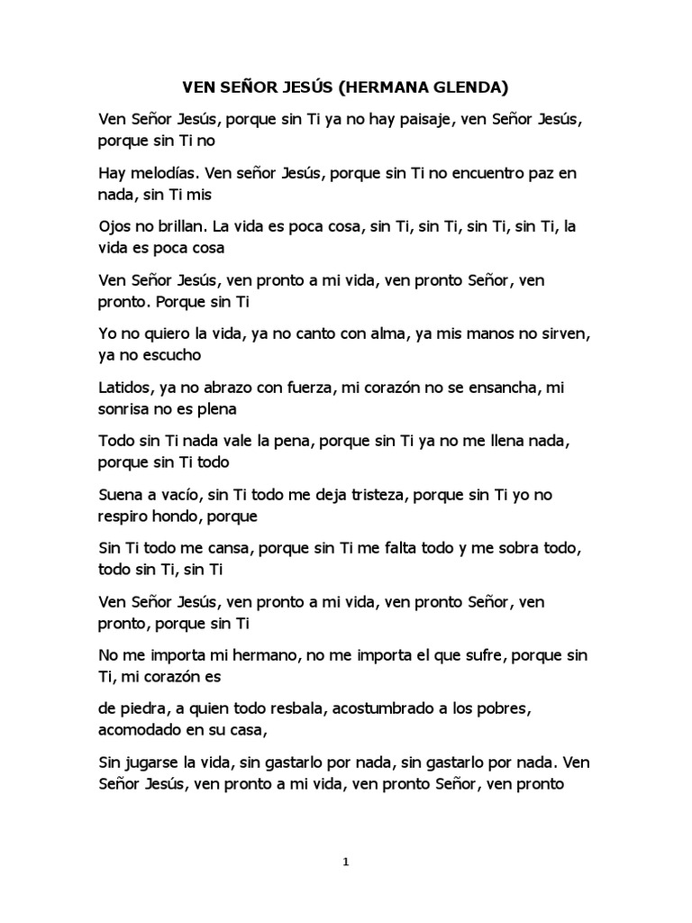 Ven Señor Jesús | PDF | María, madre de Jesús | Amor