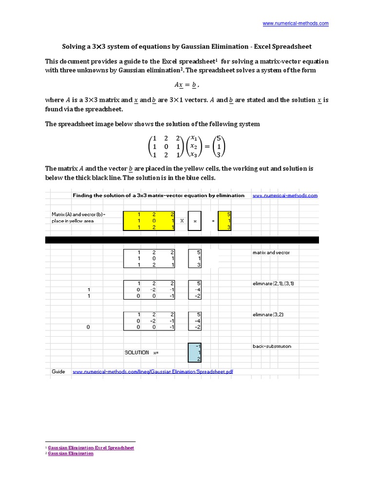Gaussian Elimination Spreadsheet | PDF | Matrix (Mathematics) | Applied Mathematics