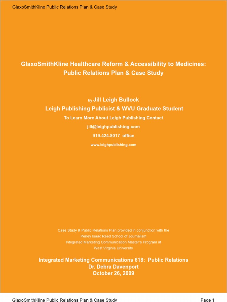 GSK Case Study & PR Plan | PDF | Corporate Social Responsibility ...