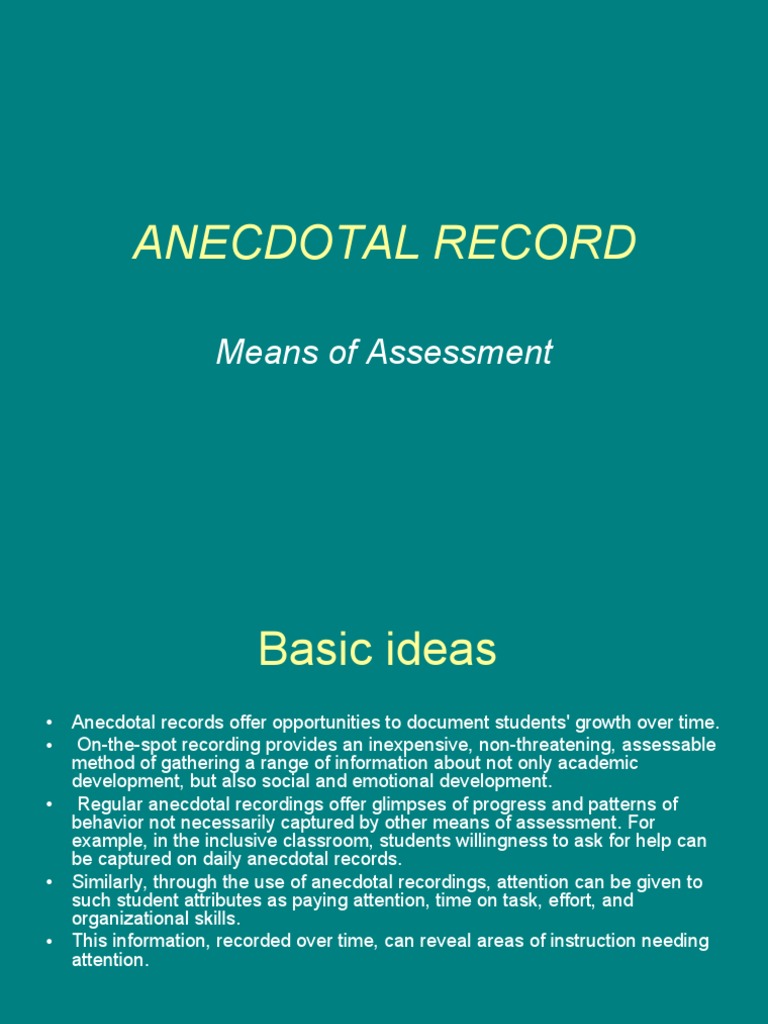 Anecdotal Records in Student Assessment | PDF | Attention | Teachers