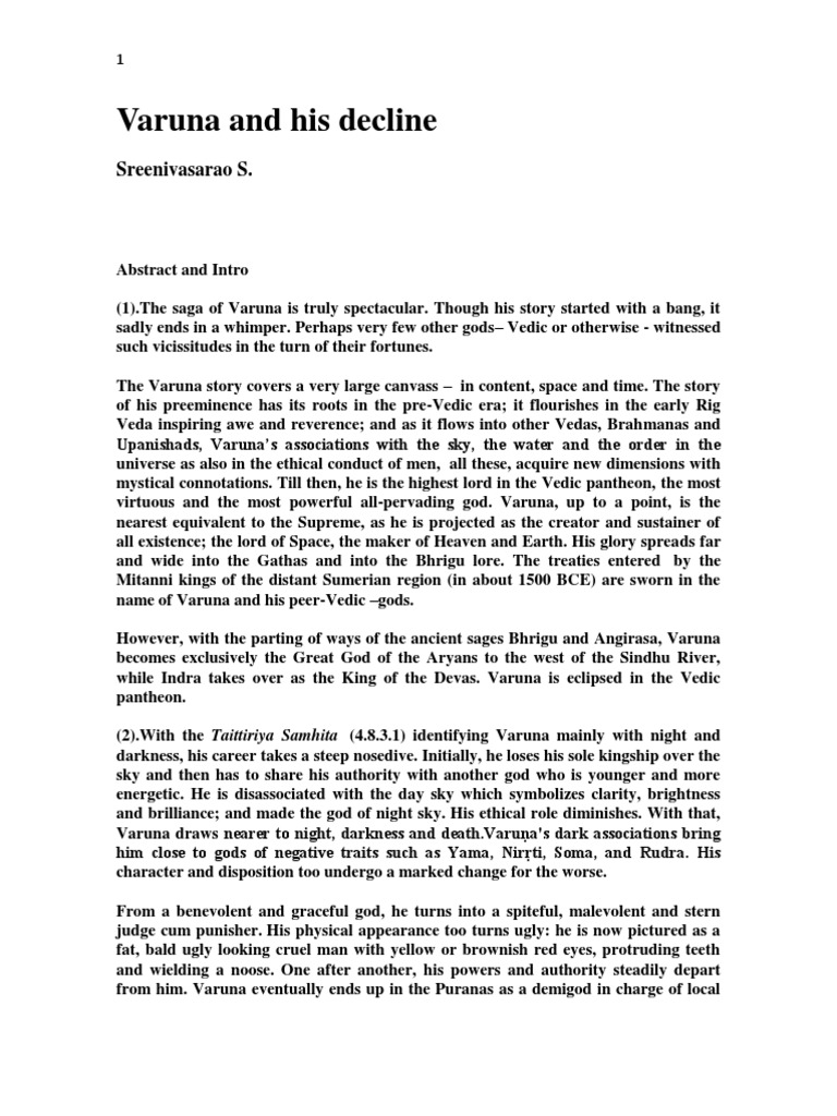 Varuna and His Decline | PDF | Maya (Illusion) | Indian Religions