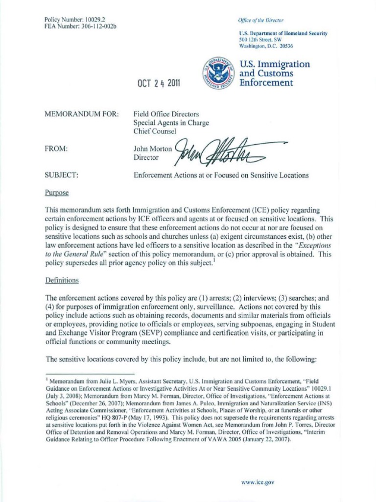 Enforcement Actions at or Focused On Sensitive Locations | PDF | U.S ...