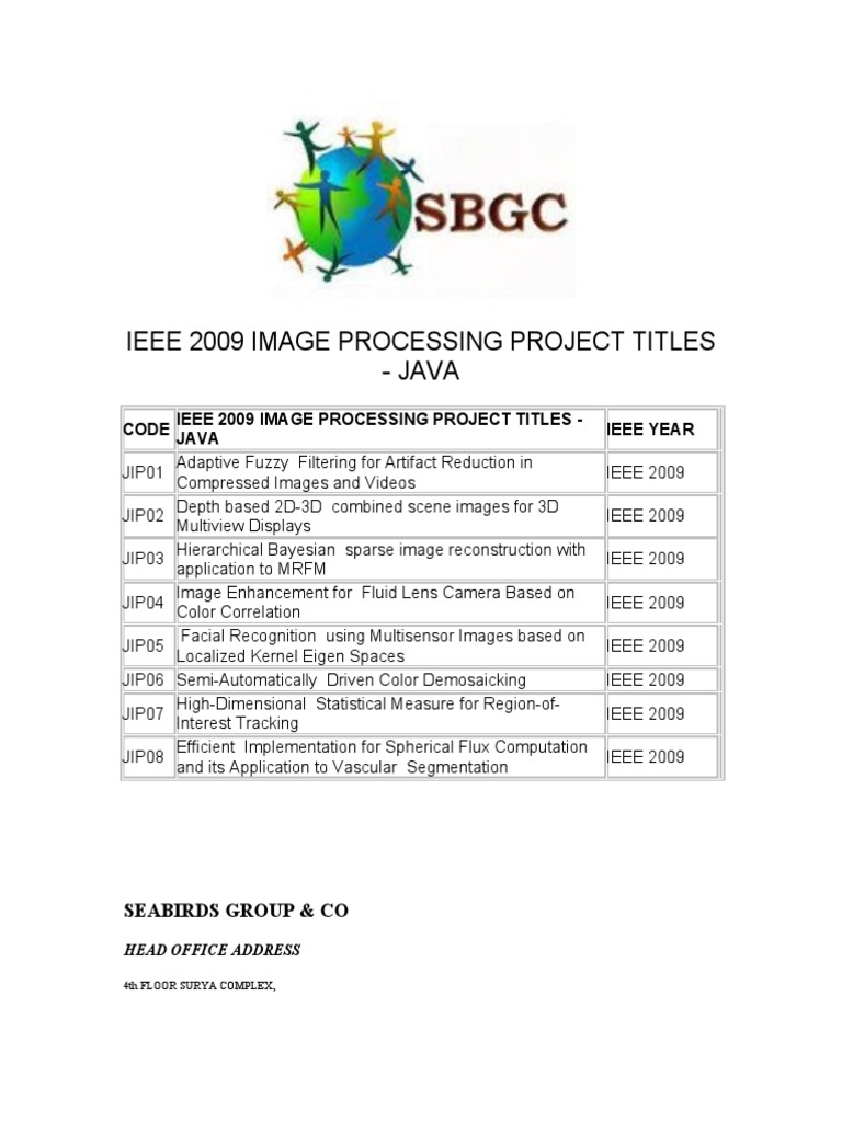 Ieee 2009 Image Processing Project Titles in Java | PDF