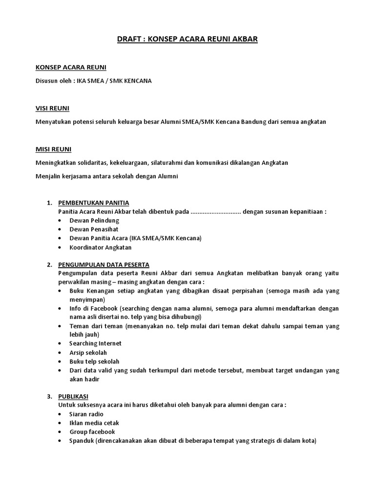 Konsep Acara Reuni Akbar - Cici | PDF