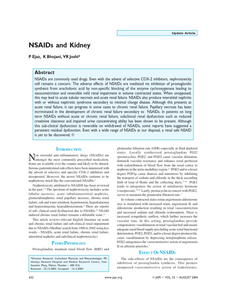 nsaid and kidney | Nonsteroidal Anti Inflammatory Drug | Renal Function