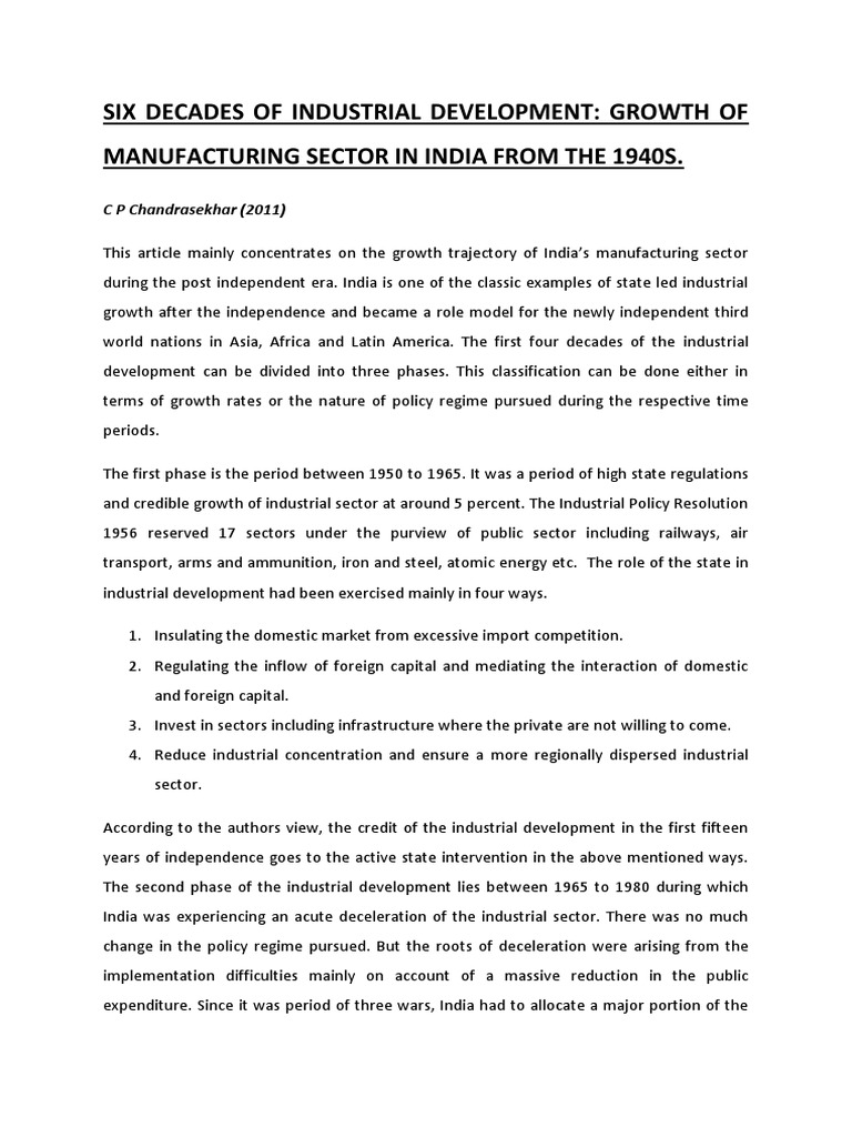 Six Decades of Industrial Development | PDF | Economic Growth ...