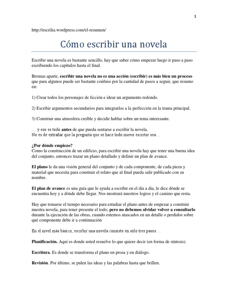 Cómo escribir una novela paso a paso | PDF | Narración | Novelas