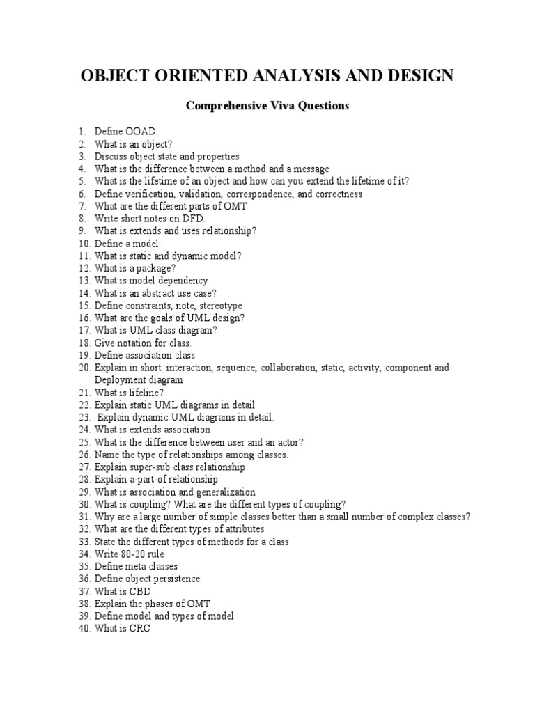 OOAD Viva Questions Overview | PDF | Information Technology ...