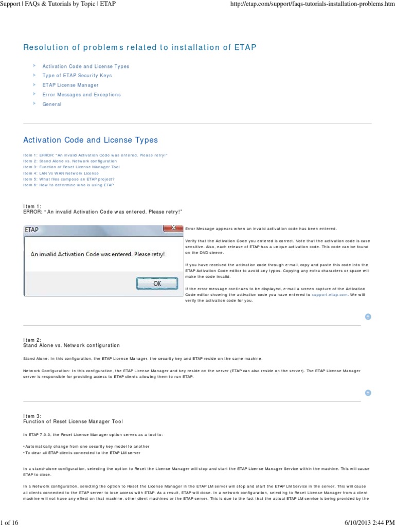 Support - FAQs & Tutorials by Topic - ETAP | PDF | Windows 7 | Installation (Computer Programs)