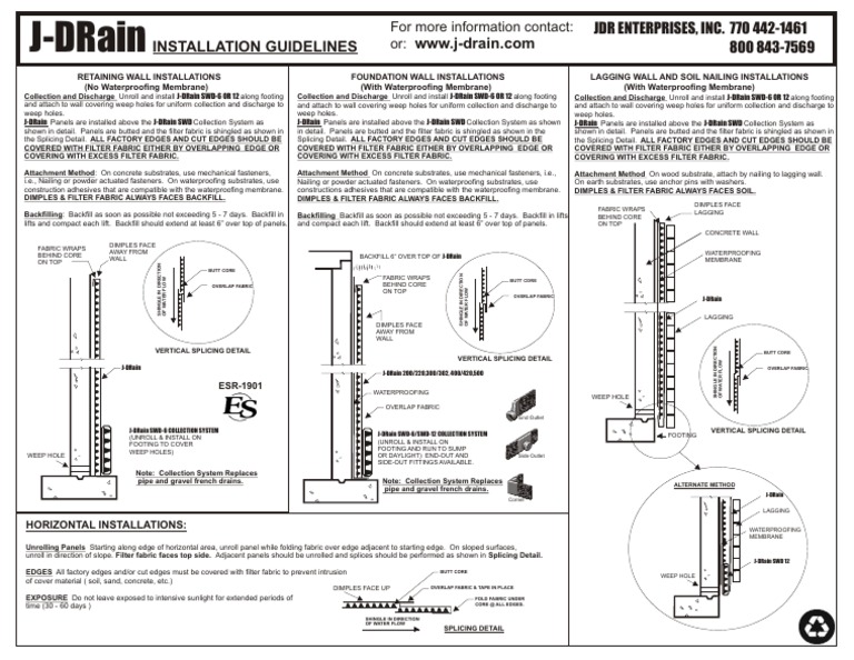 J-Drain Installation Instructions | PDF | Soil | Textiles