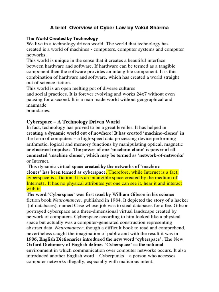 Brief Overview of Cyber Laws | PDF | Mens Rea | Cyberspace