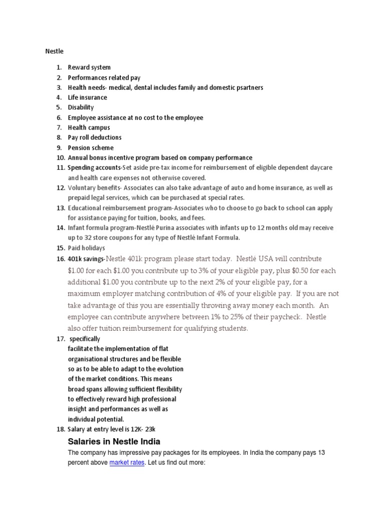 Salaries in Nestle India | PDF | 401(K) | Employee Benefits