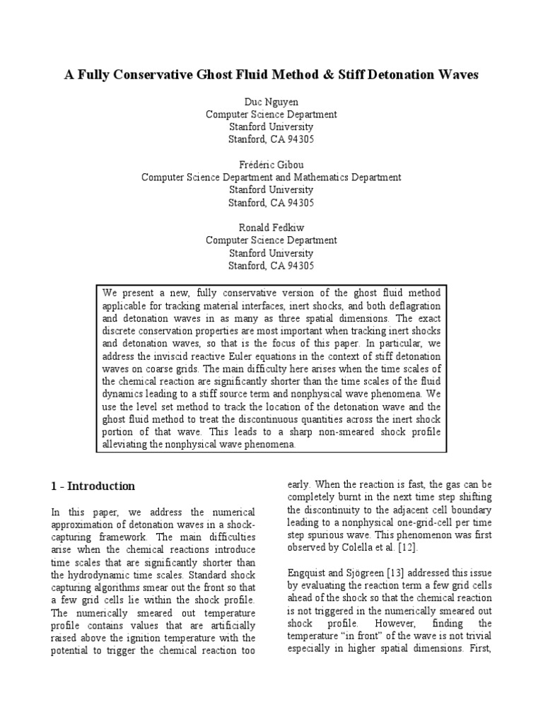 A Fully Conservative Ghost Fluid Method & Stiff Detonation Waves | PDF | Shock Wave | Fluid Dynamics