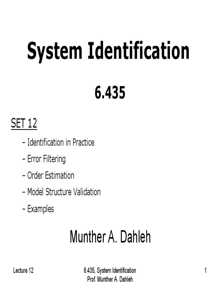 Lecture Notes - MIT - System Identification | Download Free PDF ...
