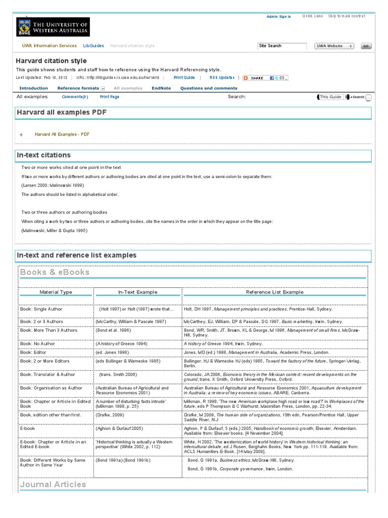 Harvard LibGuide - All Examples PDF | PDF | Finance & Money Management