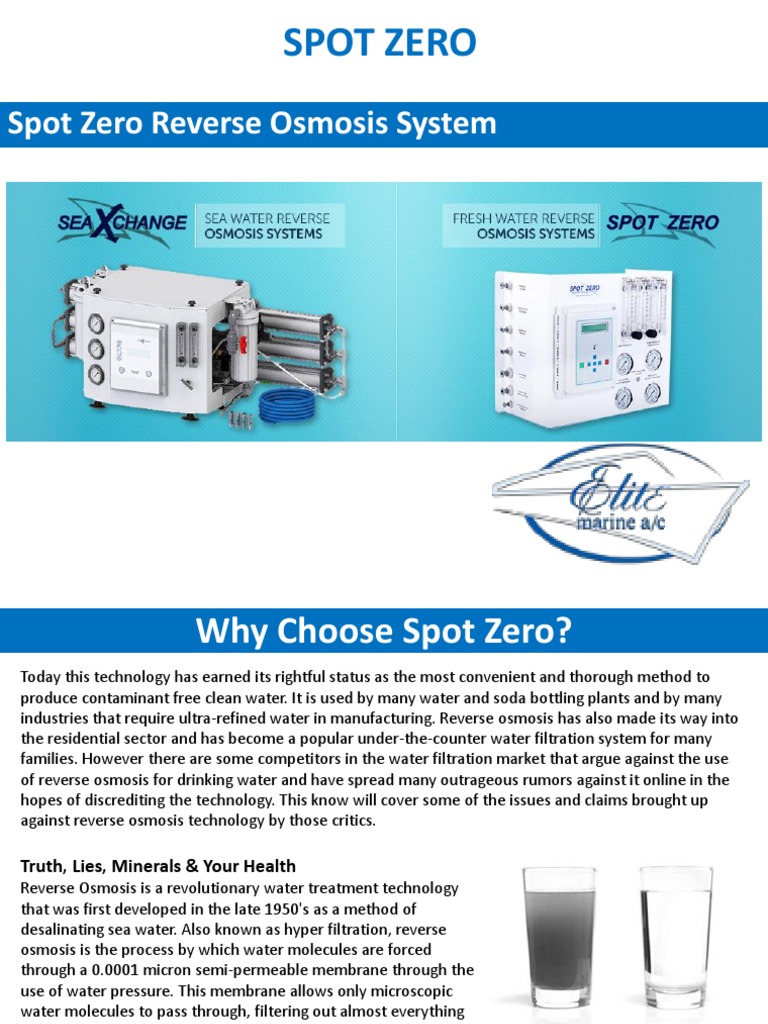 Spot Zero Reverse Osmosis | PDF | Water Purification | Water
