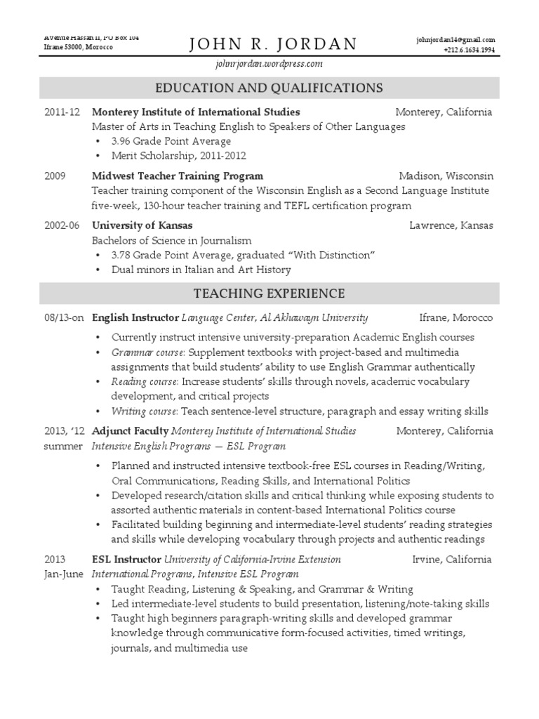 John Jordan CV | PDF | Sharing | Quality Of Life