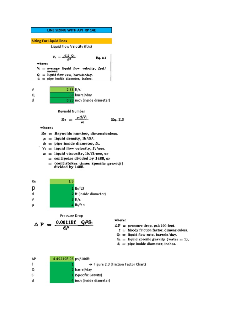 Line Sizing With Api RP 14E Sizing For Liquid Lines | PDF | Computers ...