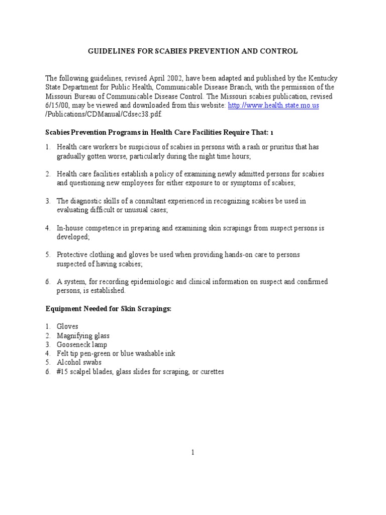 Scabies Guidelines | PDF | Health Sciences | Clinical Medicine