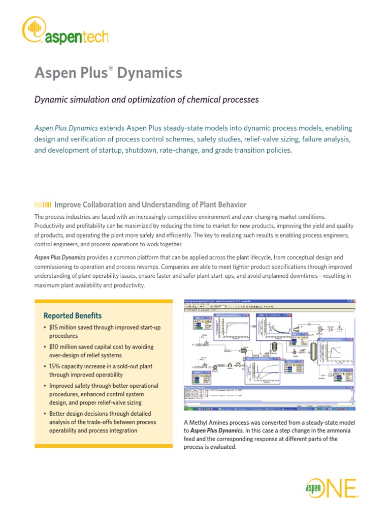Aspen Plus Dynamics Datasheet | PDF | Simulation | Mathematical ...