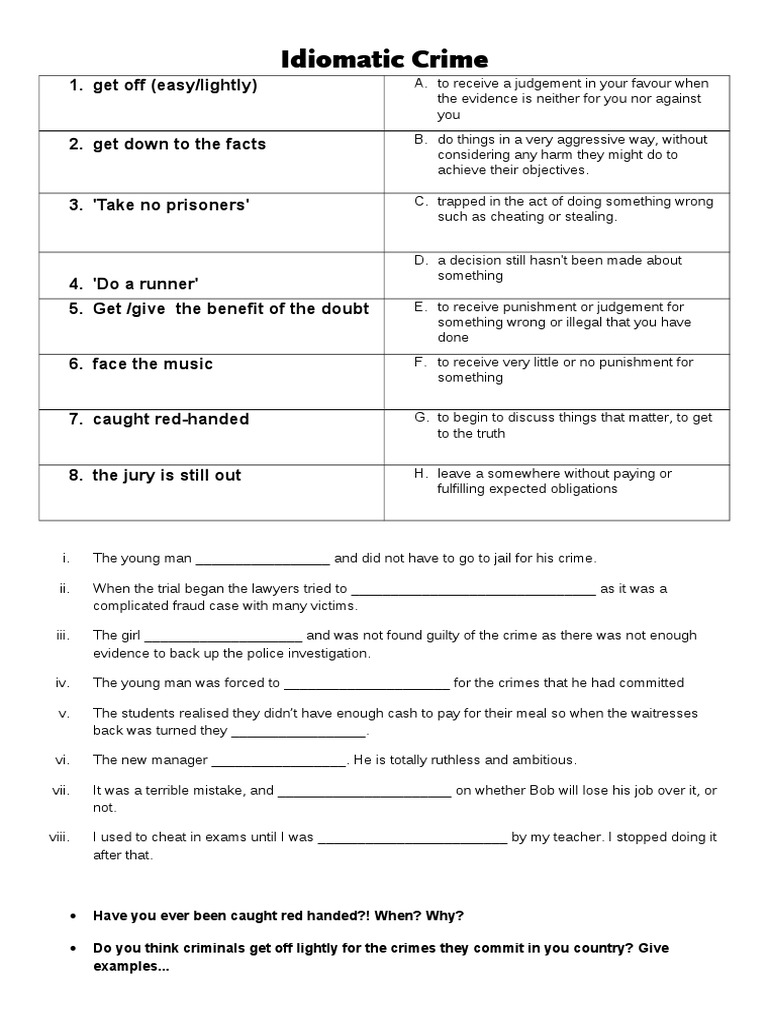 Crime Idioms | PDF | Crime & Violence | Crime Thriller