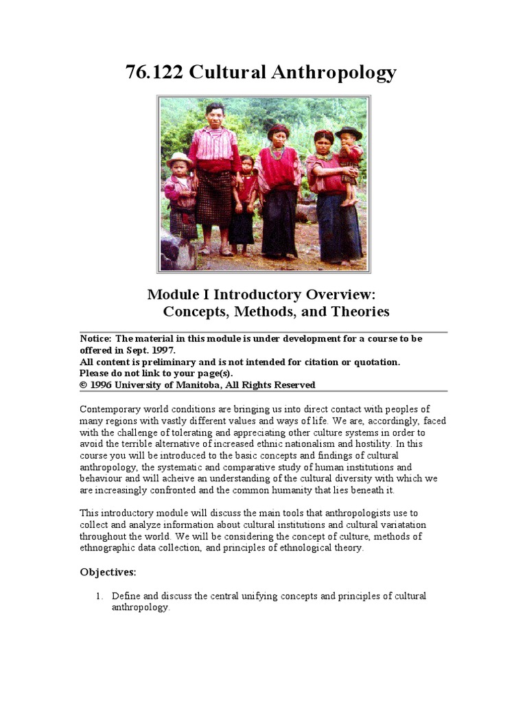 76 122 Cultural Anthropology Module I Introductory Overview Concepts