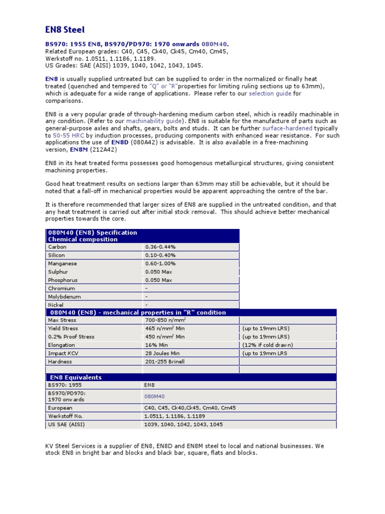 EN8 Steel | PDF
