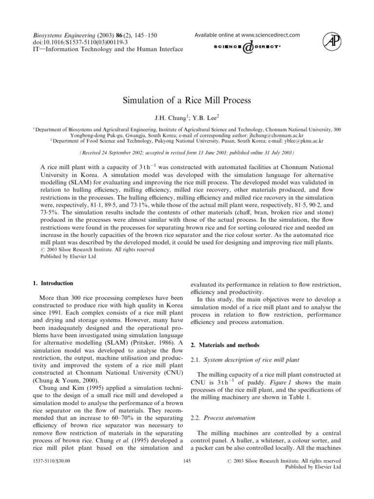 Simulation of A Rice Mill Process | PDF | Rice | Simulation
