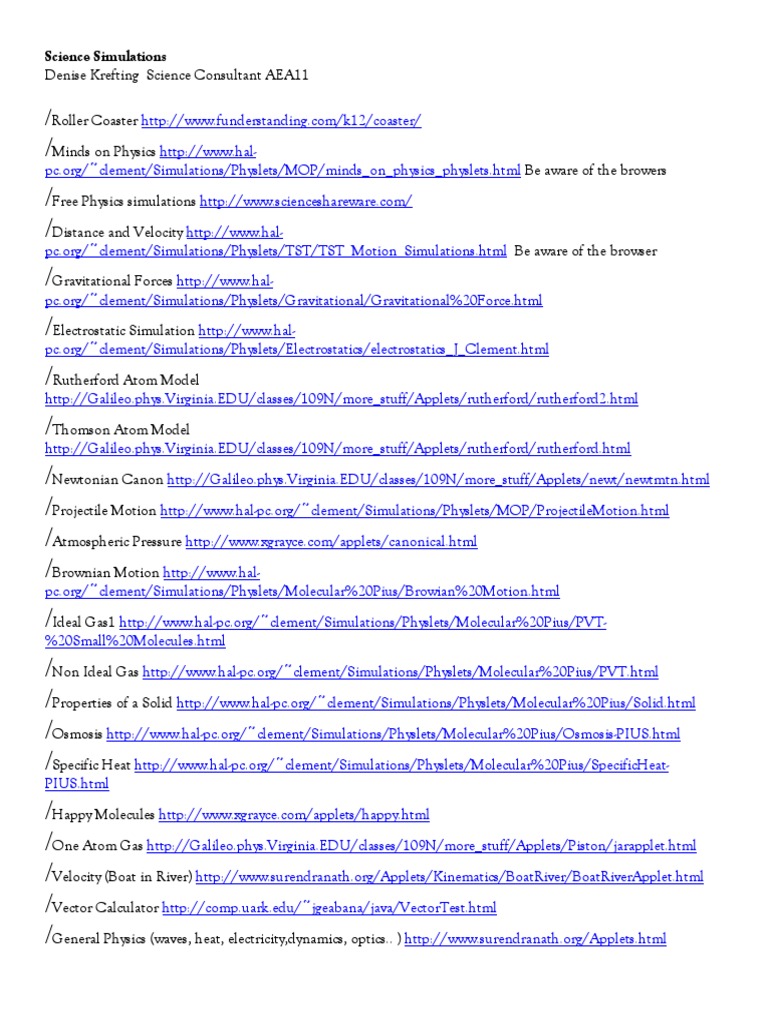 Science Simulations for Students | PDF | Physics | Simulation