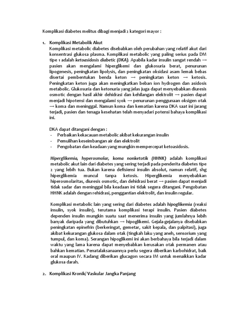 Komplikasi Diabetes Melitus | PDF