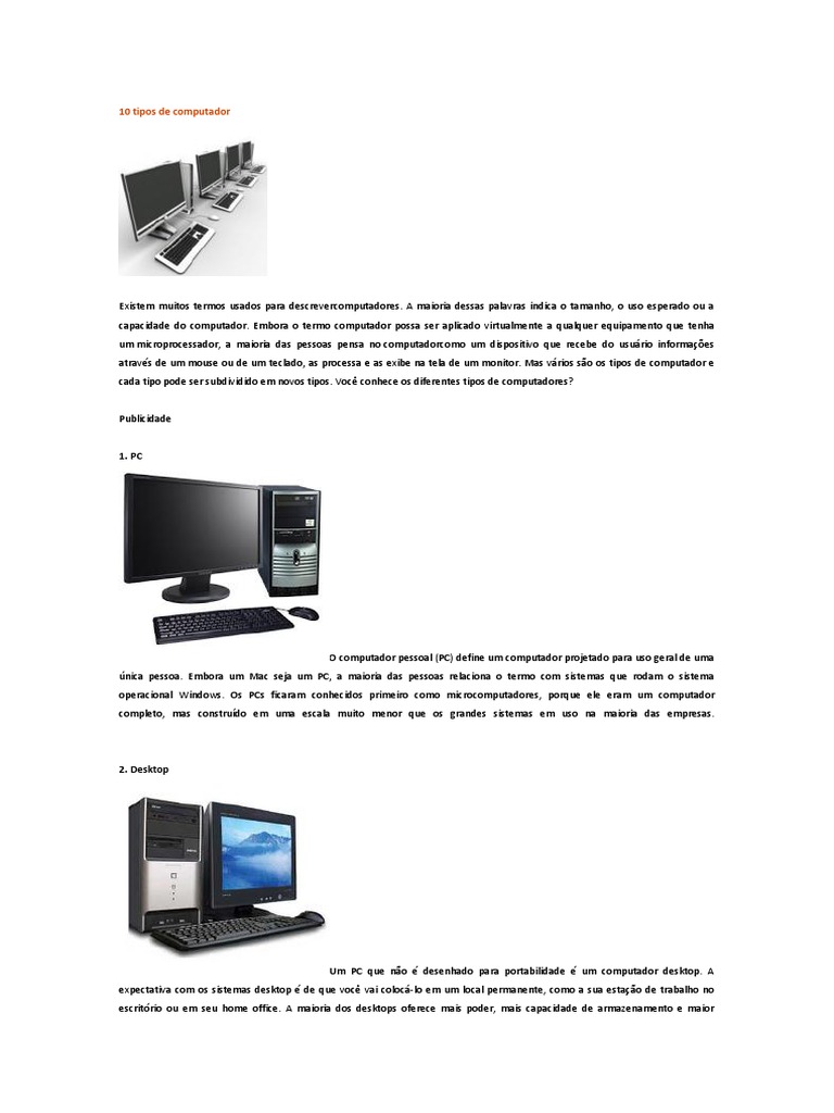 Os 10 principais tipos de computadores: desde PCs até computadores ...