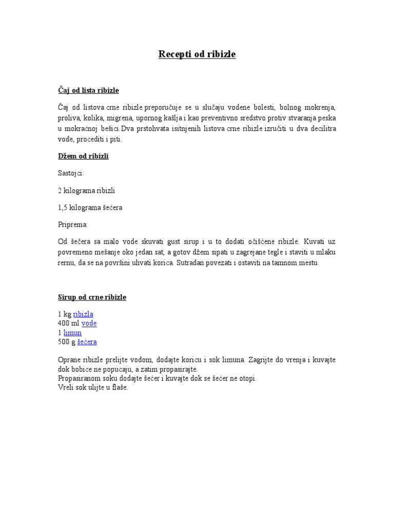 Recepti Od Ribizle | PDF