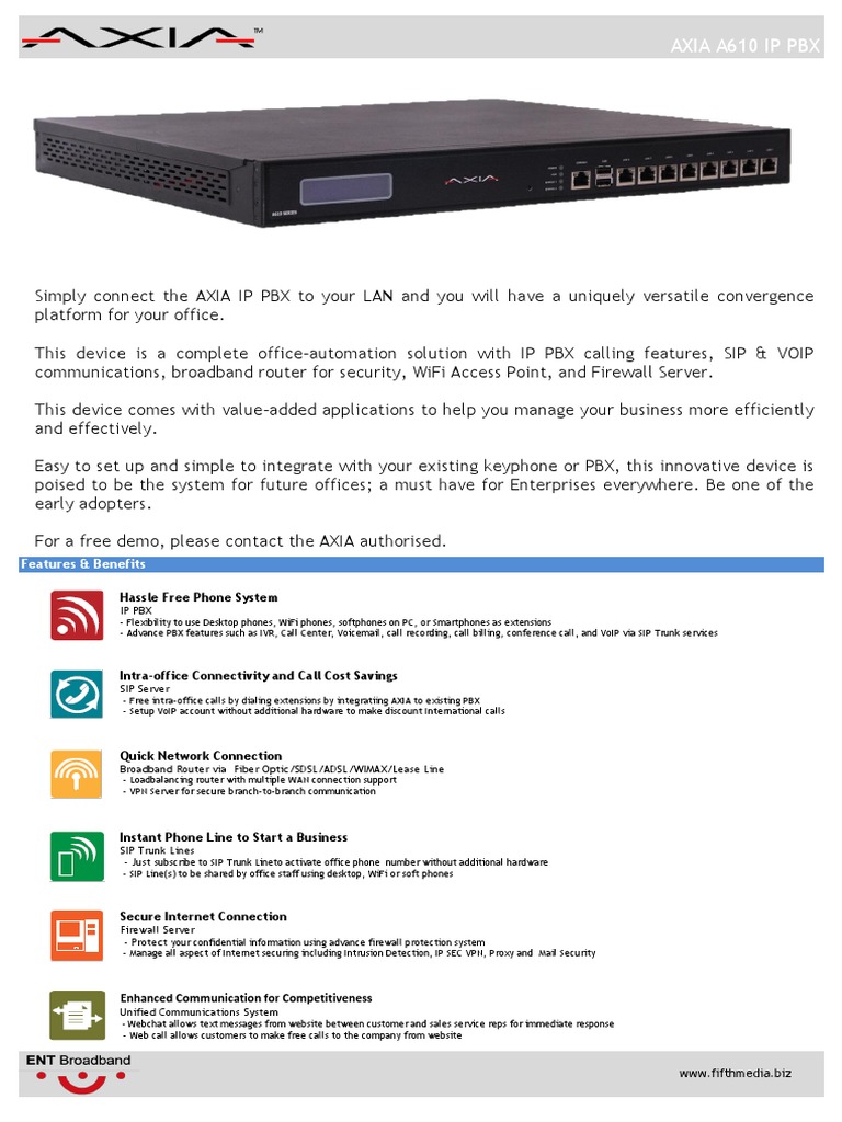 Axia A610 IP PBX Brochure | PDF | Proxy Server | Session Initiation ...