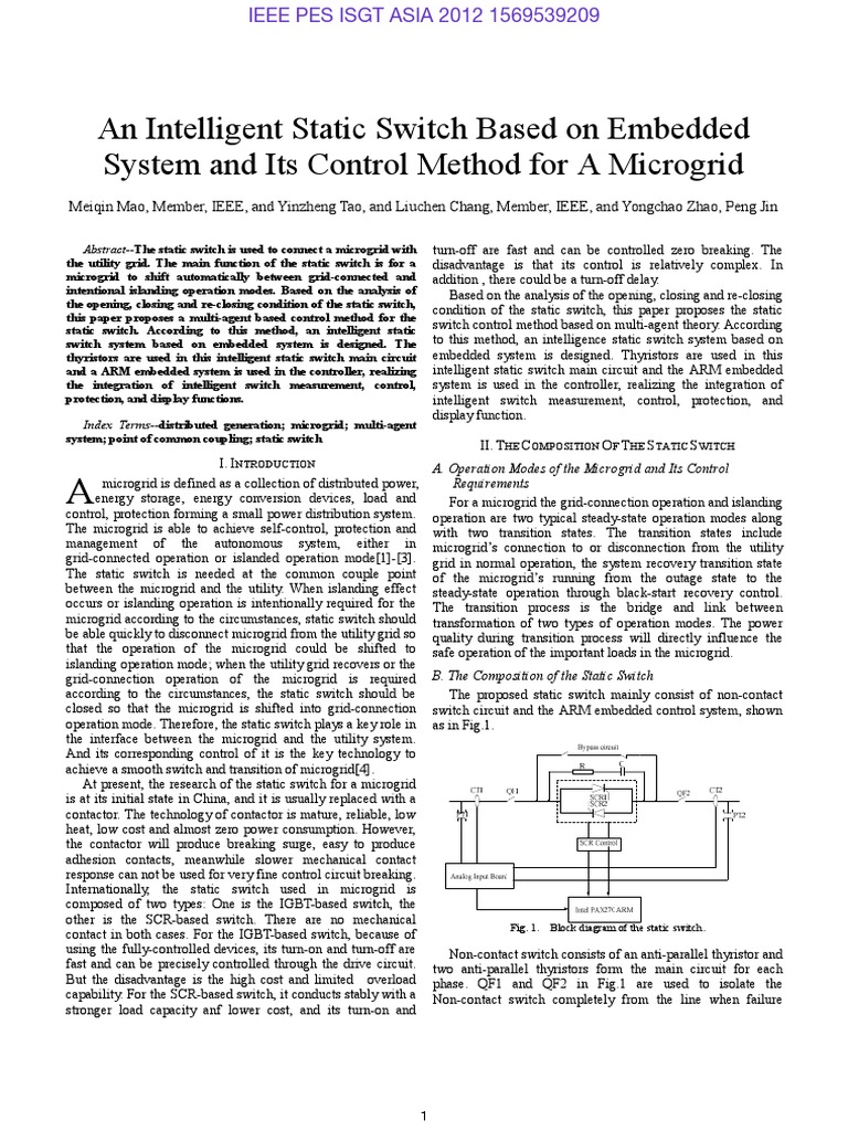 An Intelligent Static Switch Based On Embedded System and Its Control ...