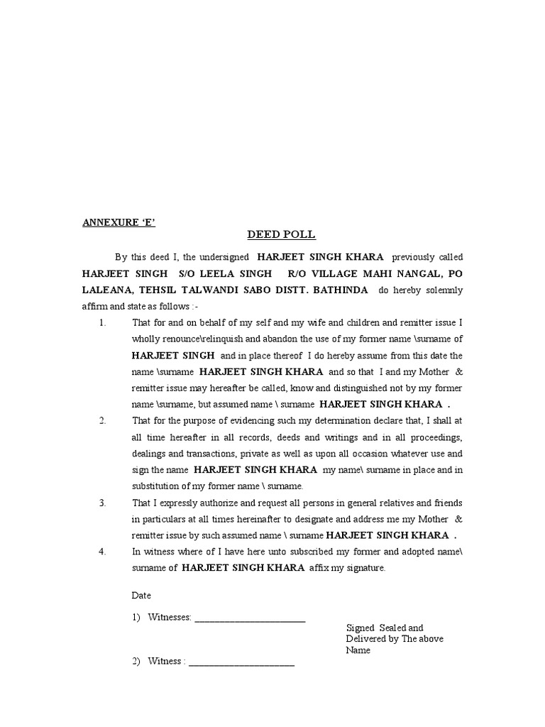 Deed Poll | PDF