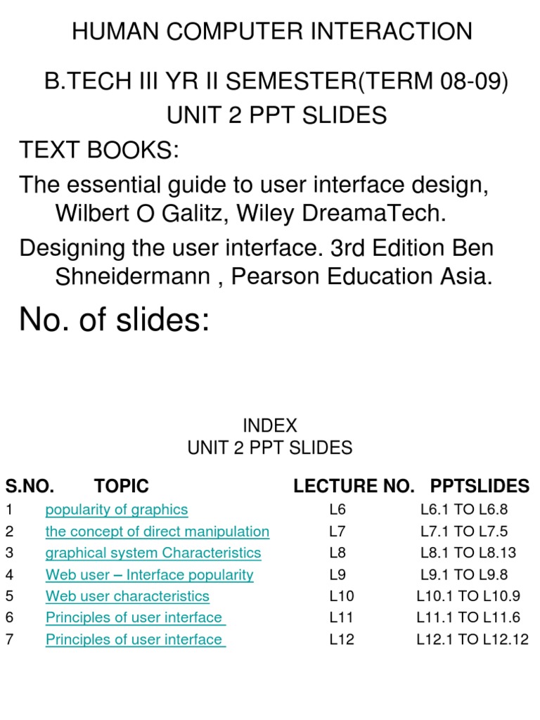 Principles of User Interface Design: An Analysis of a Document Covering Topics in Human Computer ...