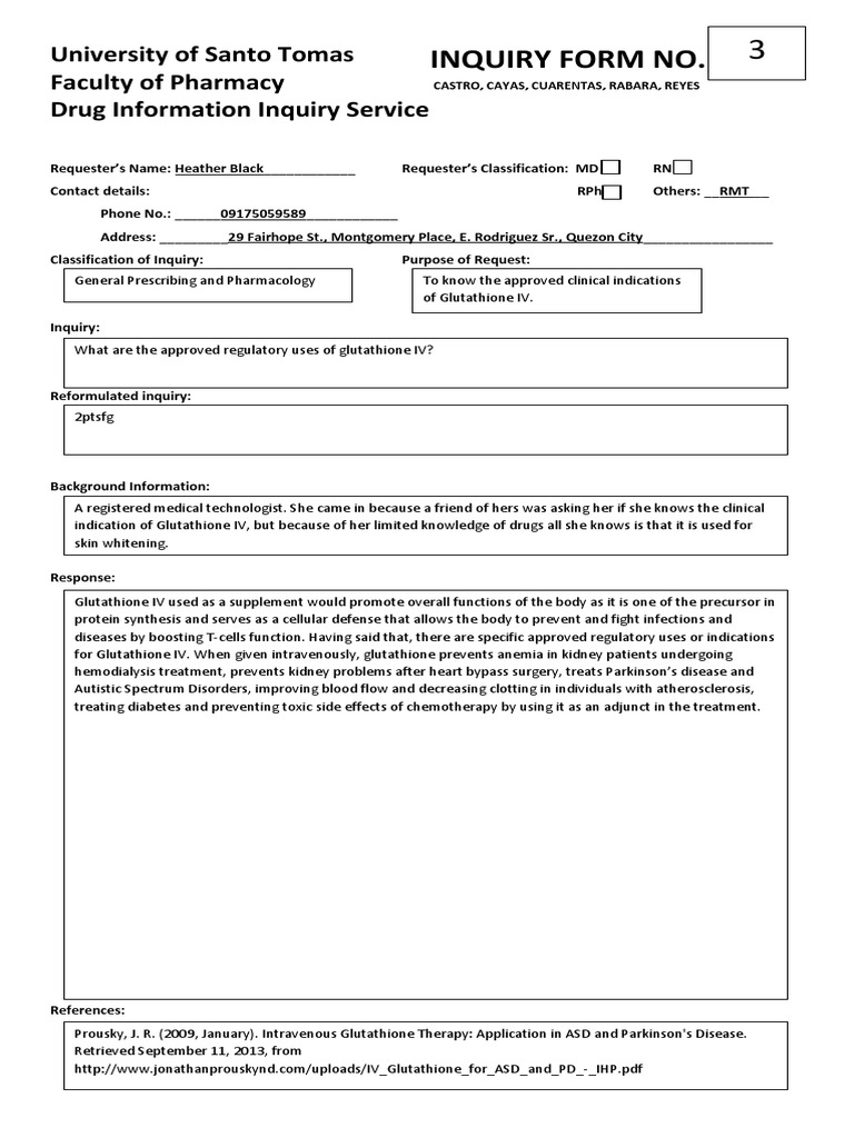 Drug Info Inquiry Form
