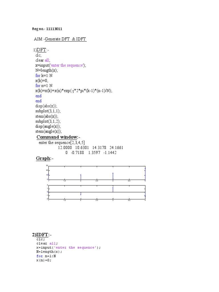 DFT and IDFT Sequence Analysis | PDF | Teaching Methods & Materials