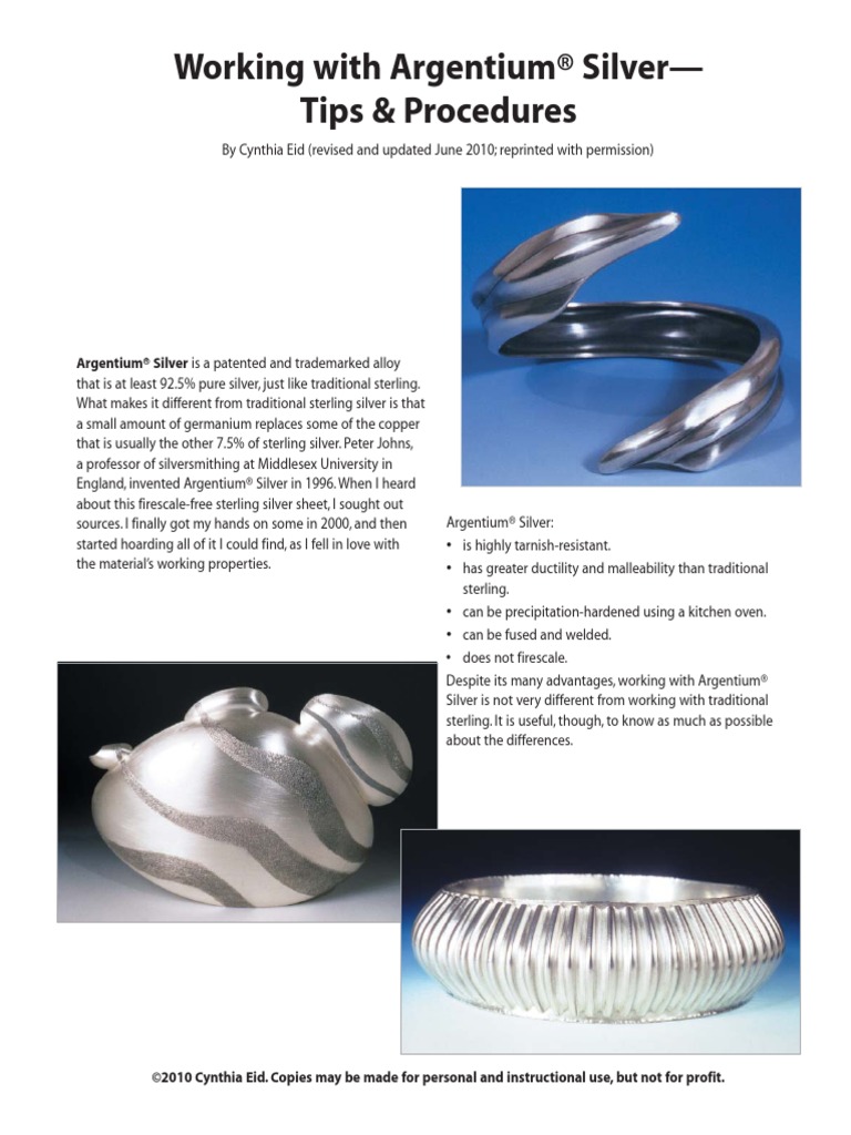 Working With Argentium Silver Tips Procedures Is | PDF | Germanium | Soldering