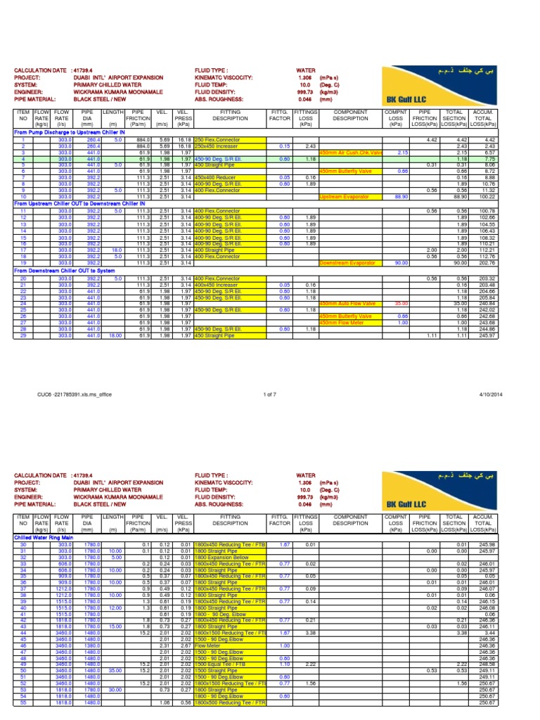 Primary CHW Pump Head Calc | PDF